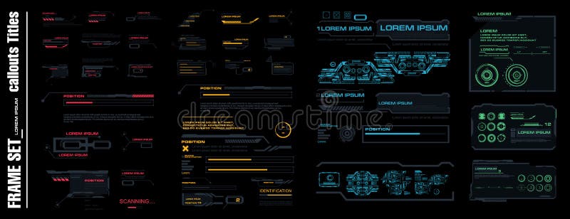 Set of Callout Titles and Frames for HUD UI User Interface. Modern ...