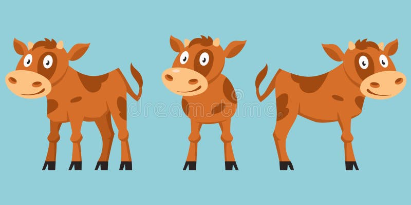 Set of Calves in Different Poses. Stock Vector - Illustration of vector ...