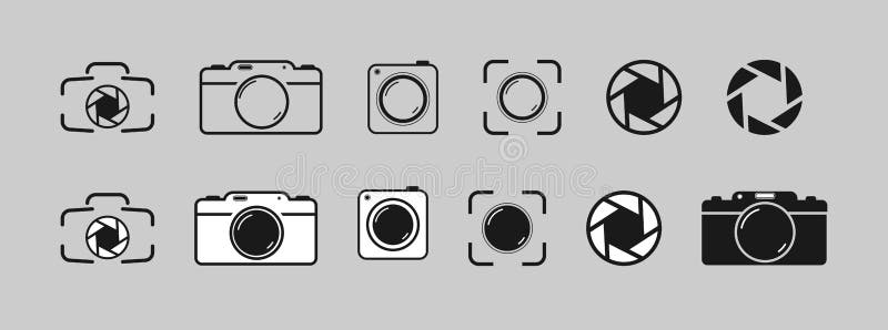 Set of Camera, Camera and Aperture Icons, Simple Flat Design Stock ...