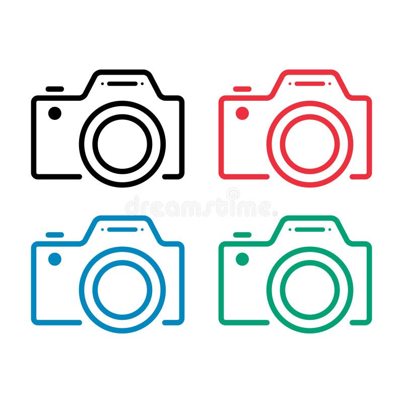 Camera Flat Web Icon with High Quality Outline Symbol. Web or Mobile ...
