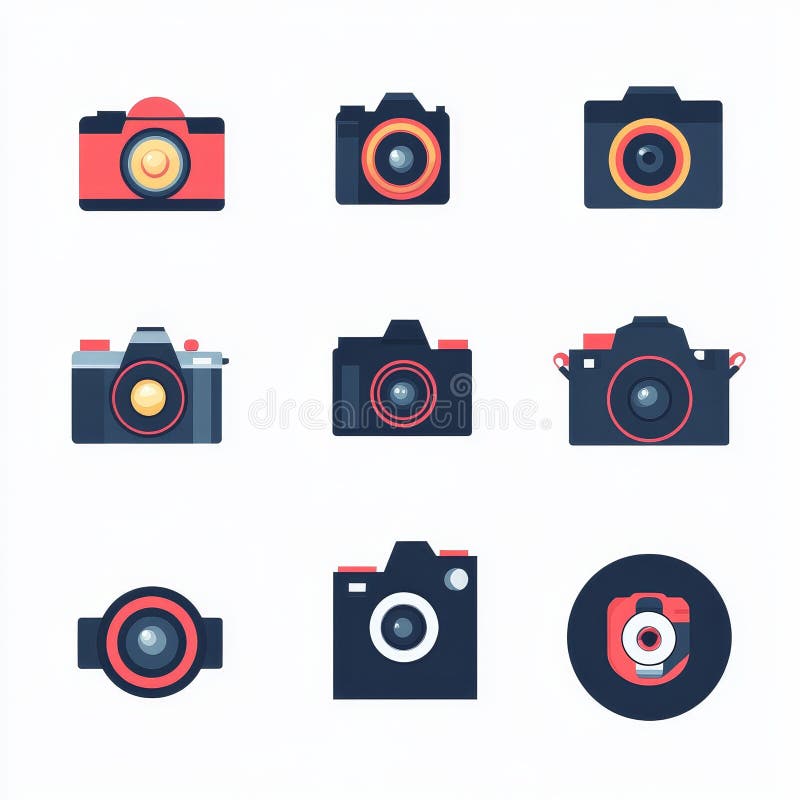 Set of Camera Icons in Flat Style. Vector Illustration for Your Design ...