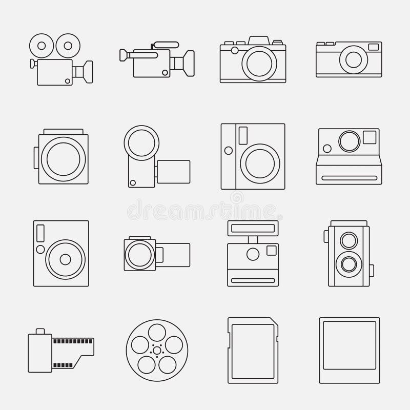 Set of Camera Line Style Icons Vector Illustration Stock Vector ...