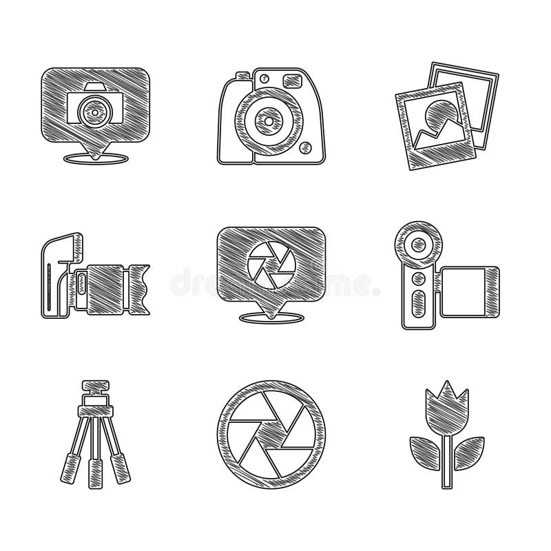 Set Camera Shutter, Photo Mode Macro, Cinema Camera, Tripod, Frame and ...