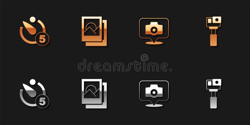 Set Camera Timer, Photo Frame, Camera and Action Icon. Vector Stock ...