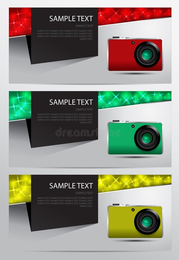 Set of cameras banner stock vector. Illustration of vector - 83265972