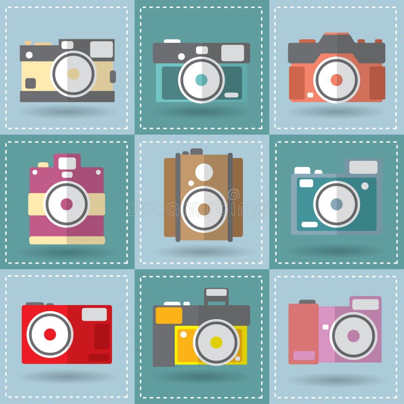 Set of Cameras. Vector Illustration Decorative Design Stock Vector ...