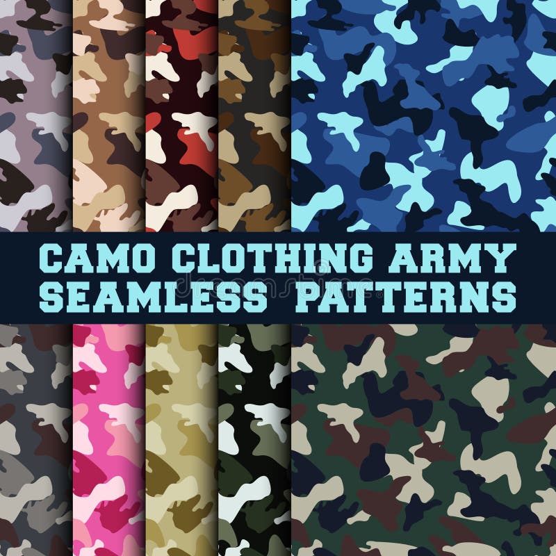 Set of Camouflage Clothing Army Seamless Pattern Stock Vector ...