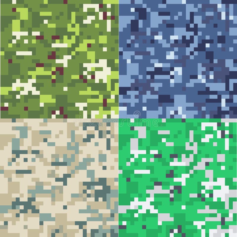 Set of Camouflage Military Background in Pixel Style. Stock Vector ...