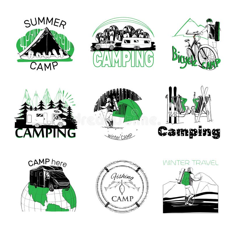 Set of Summer Camp Badges and Other Outdoor Logo Stock Vector ...