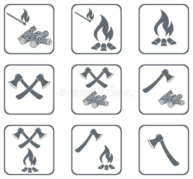 Set of Campfire icons stock vector. Illustration of flame - 91708339