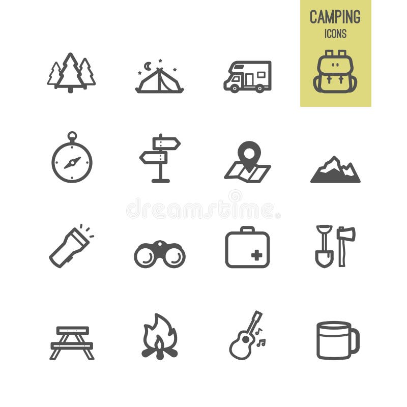Set of camping icon. stock vector. Illustration of backpack - 52974962