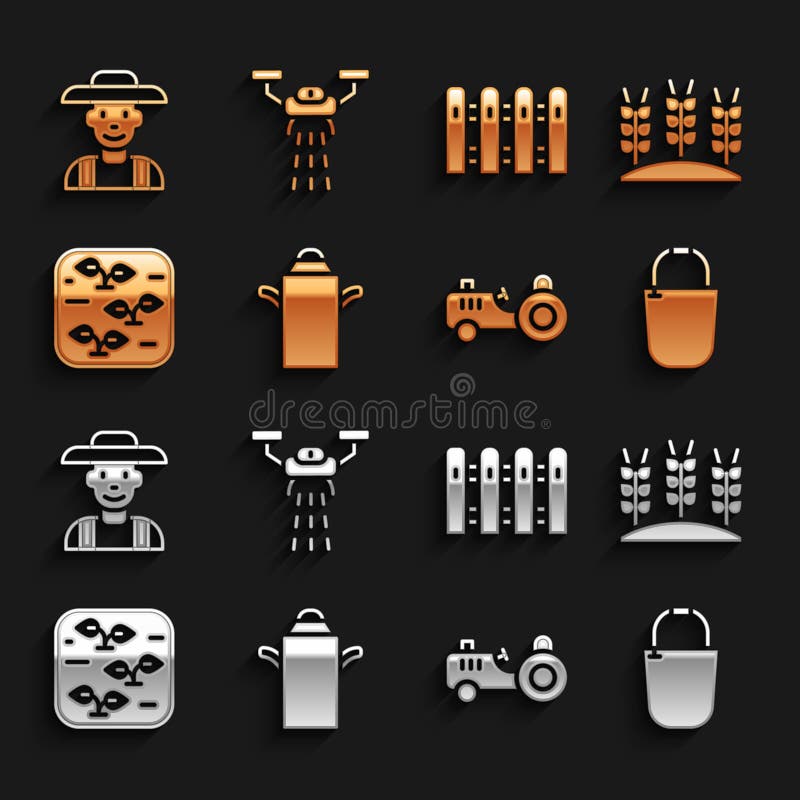 Set Can Container for Milk, Wheat, Bucket, Tractor, Plant, Garden Fence ... Set Can Container for Milk, Wheat, Bucket, Tractor, Plant, Garden Fence ...