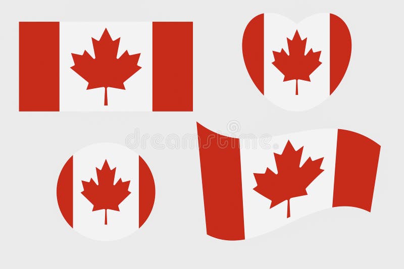 Set of Canada Flag Icons, Button, Emblem. Stock Illustration ...