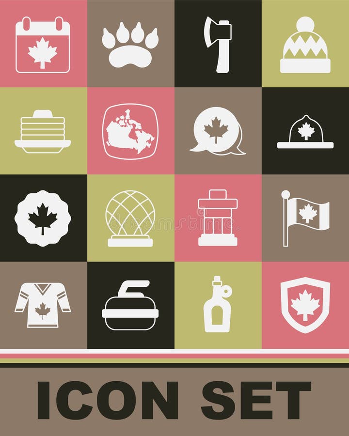 Set Canada Flag on Shield, Flag of, Canadian Ranger Hat, Wooden Axe ...