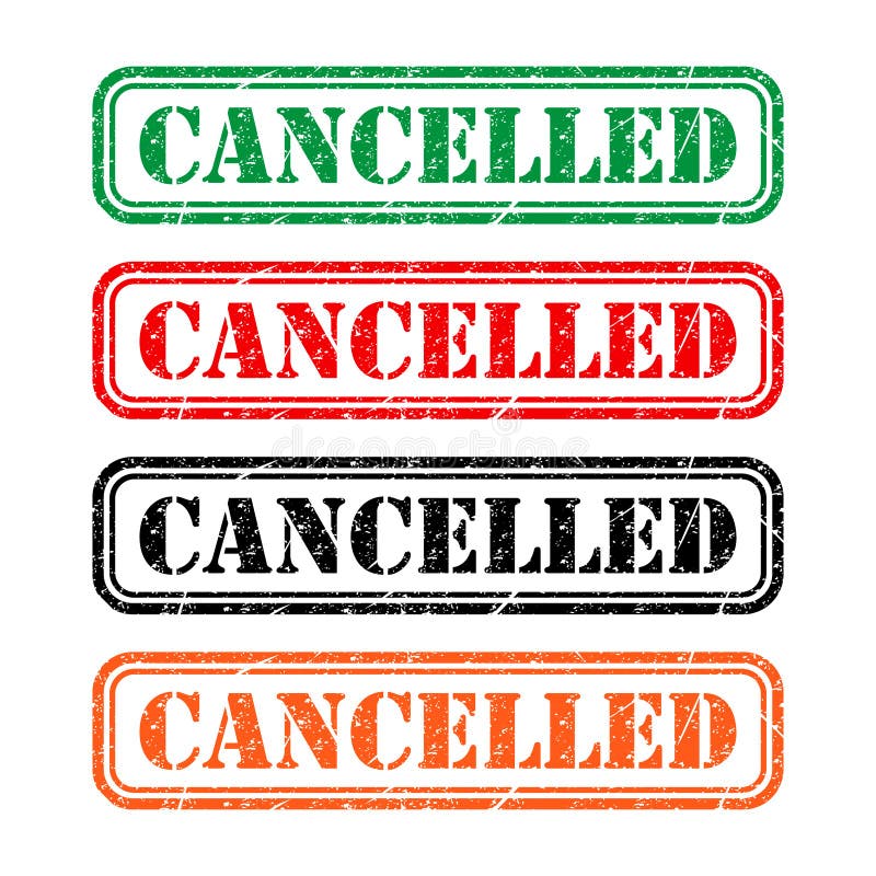 Set of Cancelled Stamp Symbol, Label Sticker Sign Button, Text Banner ...