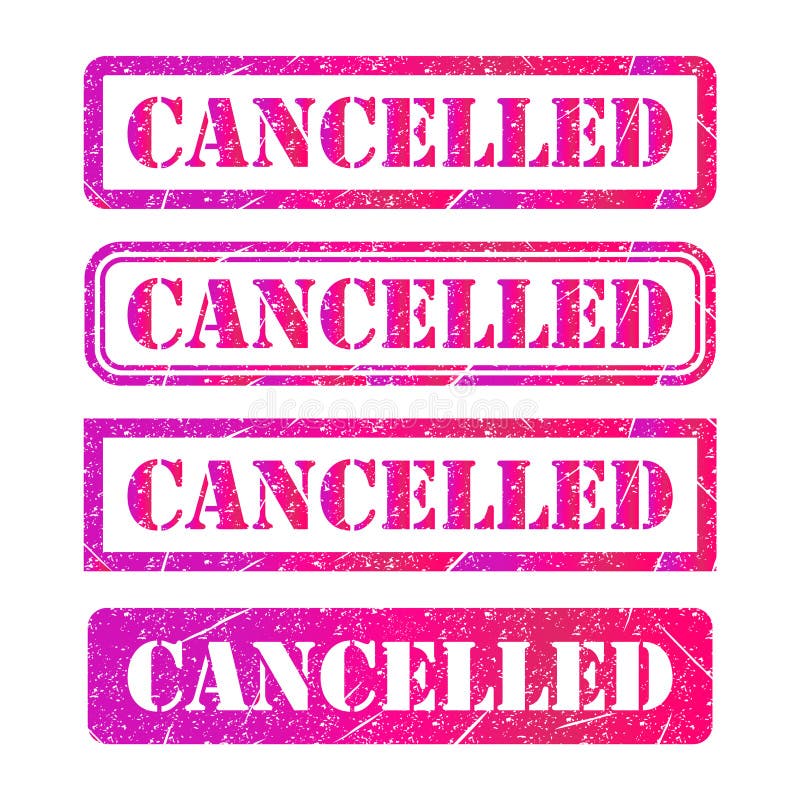 Set of Cancelled Stamp Symbol, Label Sticker Sign Button, Text Banner ...