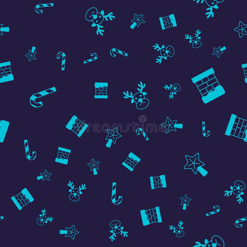 Set Candy Cane with Stripes, Christmas Chimney, Reindeer and Star on ...