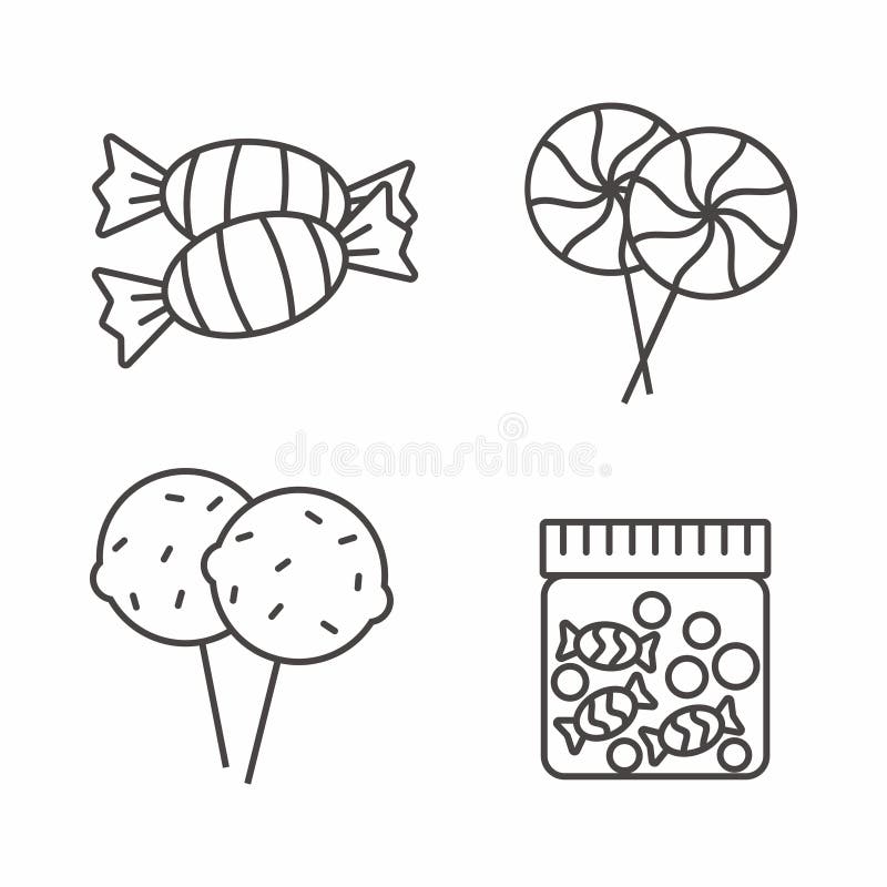 Set of Candy Icon with Outline Design. Candy Vector Illustration Stock ...
