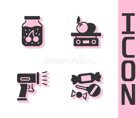 Set Candy, Jam Jar, Scanner Scanning Bar Code and Electronic Scales for ...