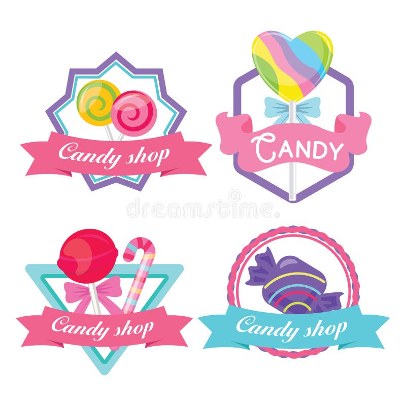 Set of Candy Store Logo Design Template Stock Vector - Illustration of ...