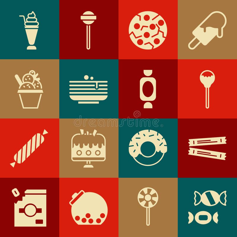 Set Candy, Sugar Stick Packets, Lollipop, Cookie or Biscuit, Stack of ...