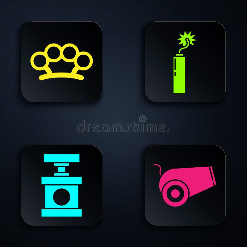 Set Cannon, Brass Knuckles, Handle Detonator For Dynamite And Dynamite ...