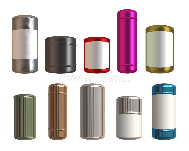 Set of Cans Mockups for Design Project Stock Illustration ...
