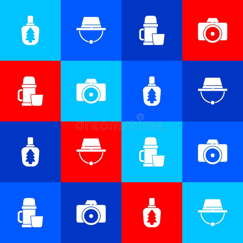 Set Canteen Water Bottle, Camping Hat, Thermos Container and Cup and ...