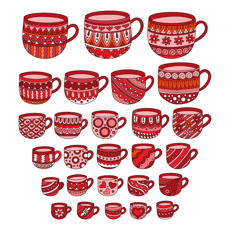 Set of Caps in Doodle Style Stock Vector - Illustration of icon, aroma ...