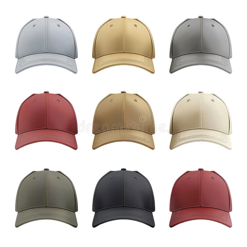 Set of Caps Isolated on Transparent Background Stock Illustration ...