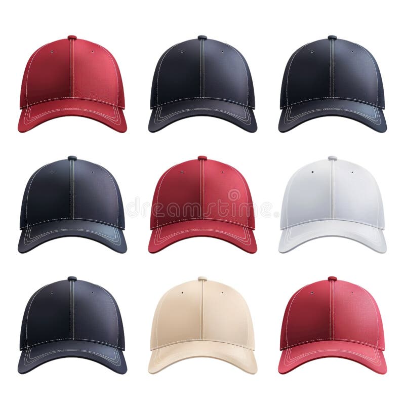 Set of Caps Isolated on Transparent Background Stock Illustration ...