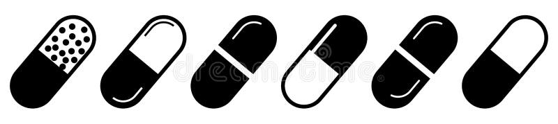 Set of capsule icon stock illustration. Illustration of science - 267526865