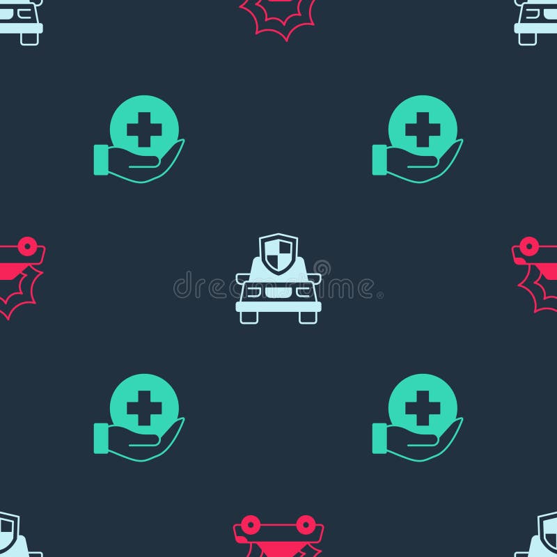 Set Car Accident, Insurance and Life on Seamless Pattern. Vector Stock ...