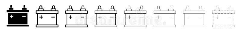 Set of Car Battery Different Line Shapes, Thin Line Design Vector ...