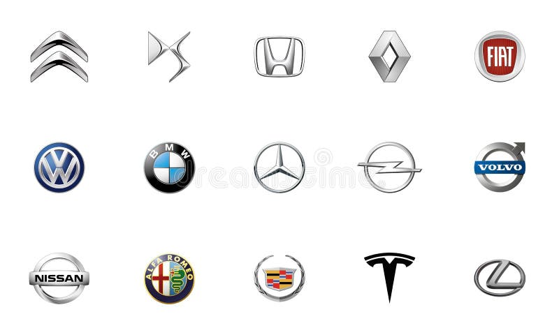 Set of car brand logo editorial photo. Illustration of optical - 255003671