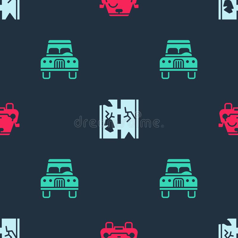 Set Car, Broken Road and on Seamless Pattern. Vector Stock Vector ...
