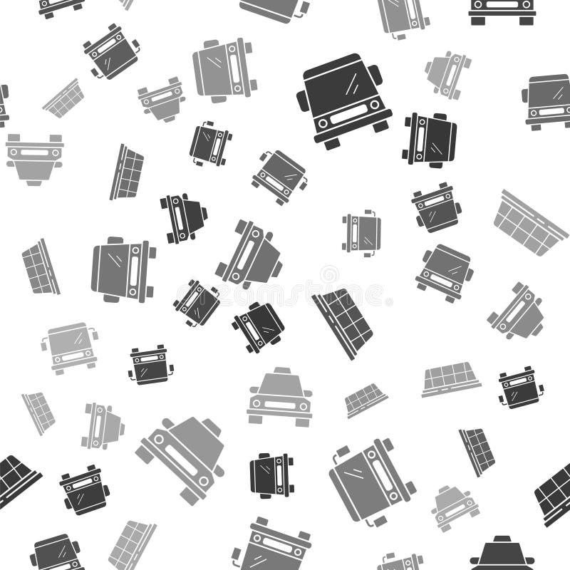 Set Car, Bus, Taxi Car Roof and Taxi Car on Seamless Pattern. Vector ...