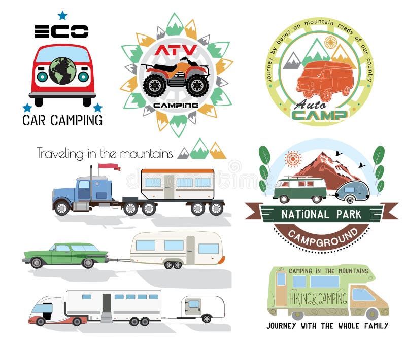 Set Car Camping Logo and Design Elements Stock Vector - Illustration of ...