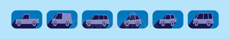 Set of Car Cartoon Icon Design Template with Various Models. Vector ...