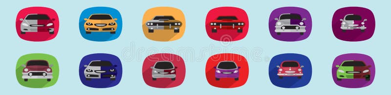 Set of Car Cartoon Icon Design Templates with Various Car Models ...