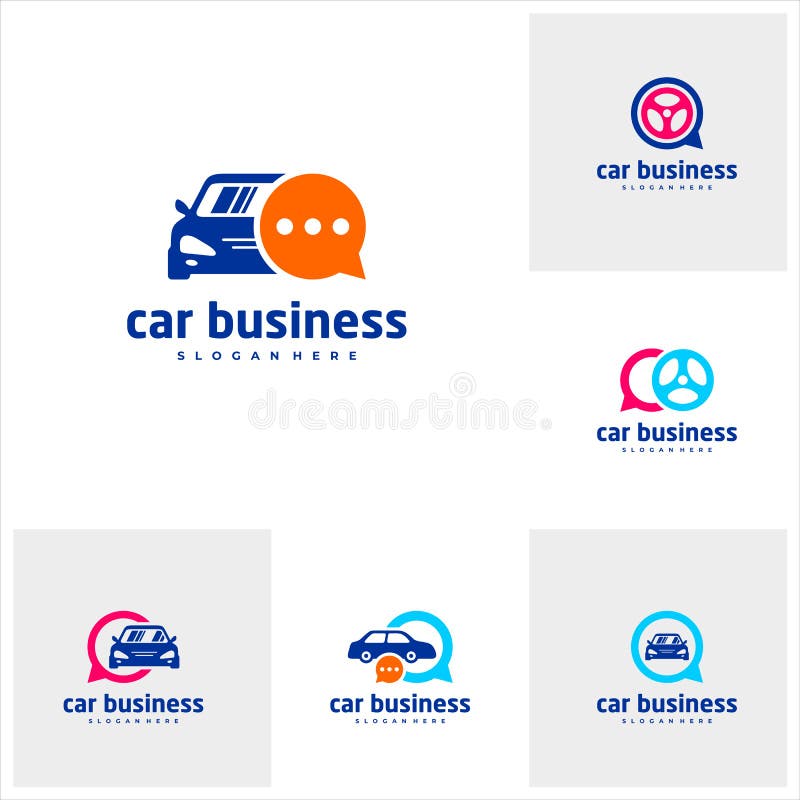Set of Car Chat Logo Vector Template, Creative Car Logo Design Concepts ...