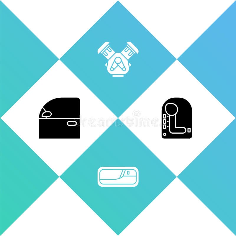 Set Car Door, Handle, Engine and Gear Shifter Icon. Vector Stock Vector ... Set Car Door, Handle, Engine and Gear Shifter Icon. Vector Stock Vector ...