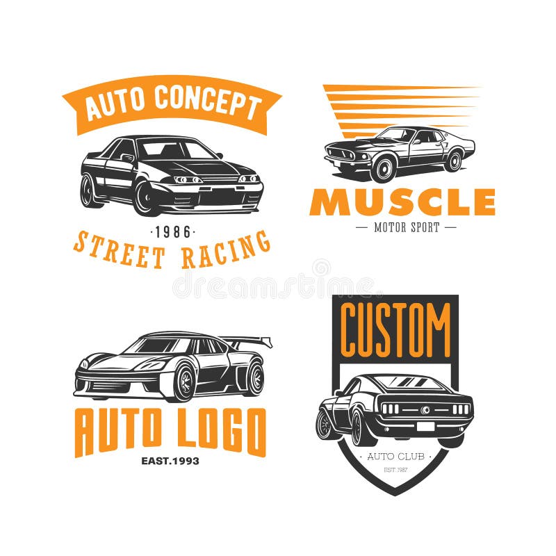 Set of Car Emblems. Street Racing Stock Vector - Illustration of design ...