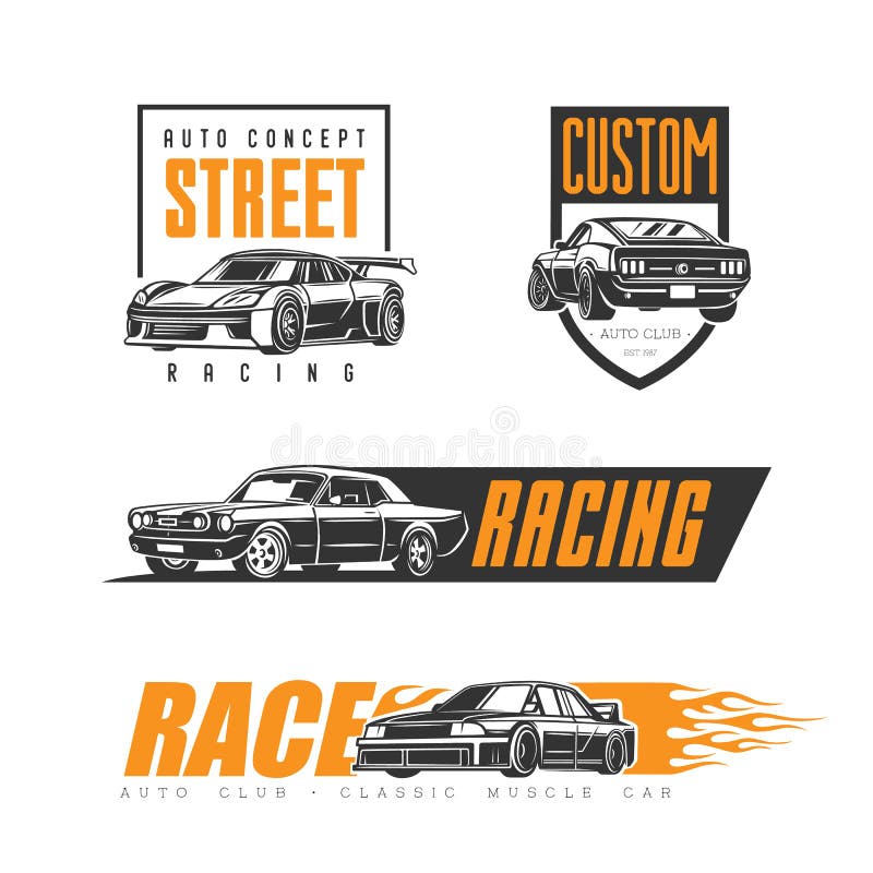 Set of Car Emblems. Street Racing Stock Vector - Illustration of ...