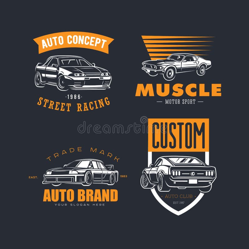 Set of Car Emblems. Street Racing Stock Vector - Illustration of emblem ...