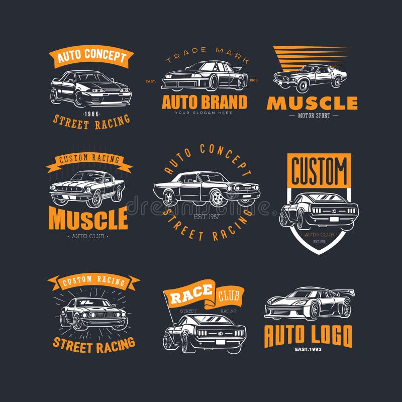 Set of Car Emblems. Street Racing Stock Vector - Illustration of ...