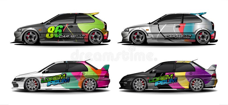 Set of Car Graphics for Vinyl and Sticker Wrap Stock Vector ...