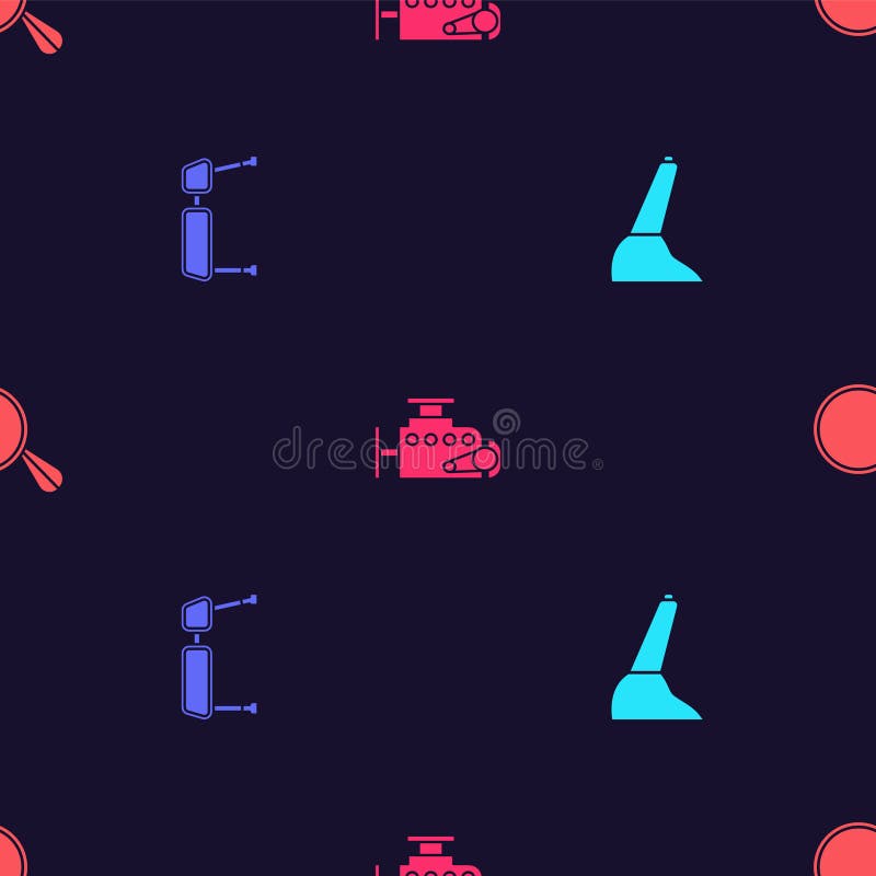 Set Car Handbrake, Truck Side Mirror, Engine and on Seamless Pattern ...