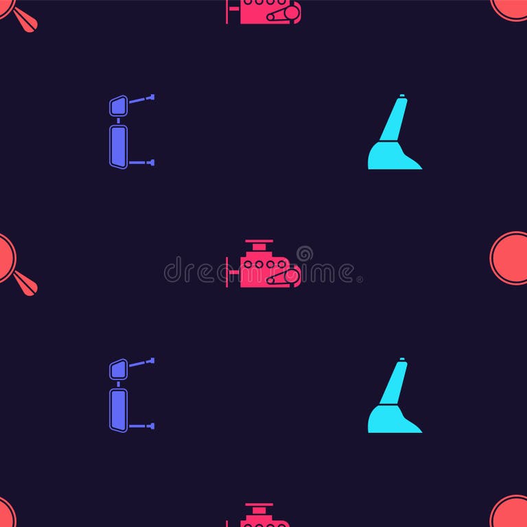 Set Car Handbrake, Truck Side Mirror, Engine and on Seamless Pattern ...