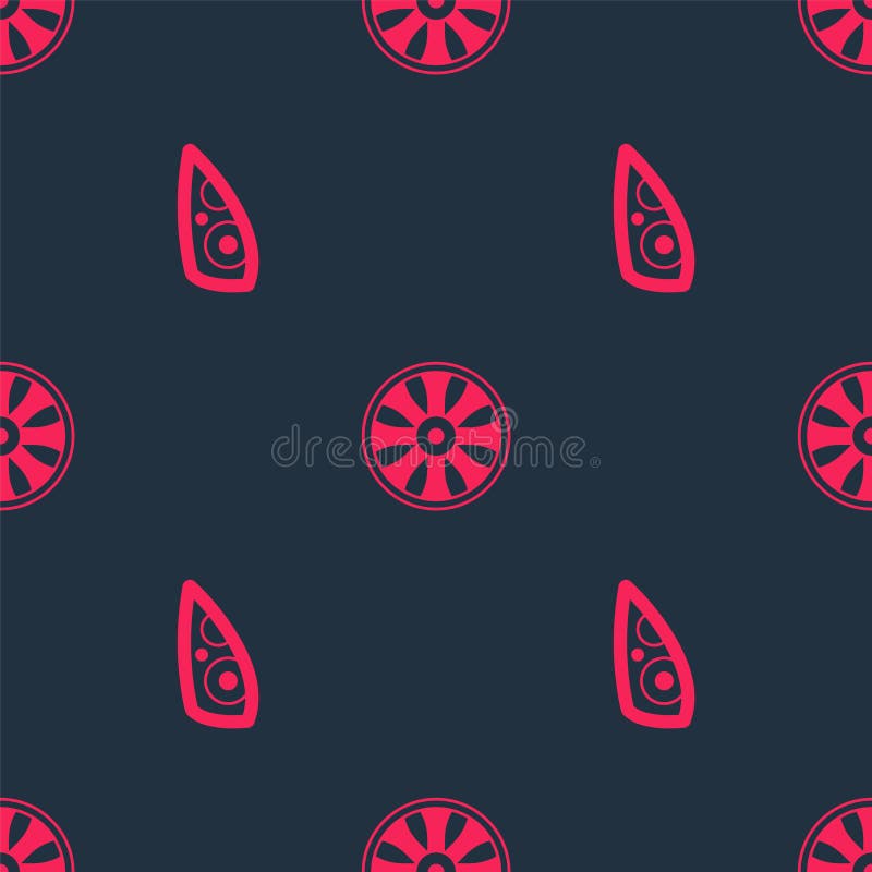 Set Car Headlight and Alloy Wheel for Car on Seamless Pattern. Vector ...